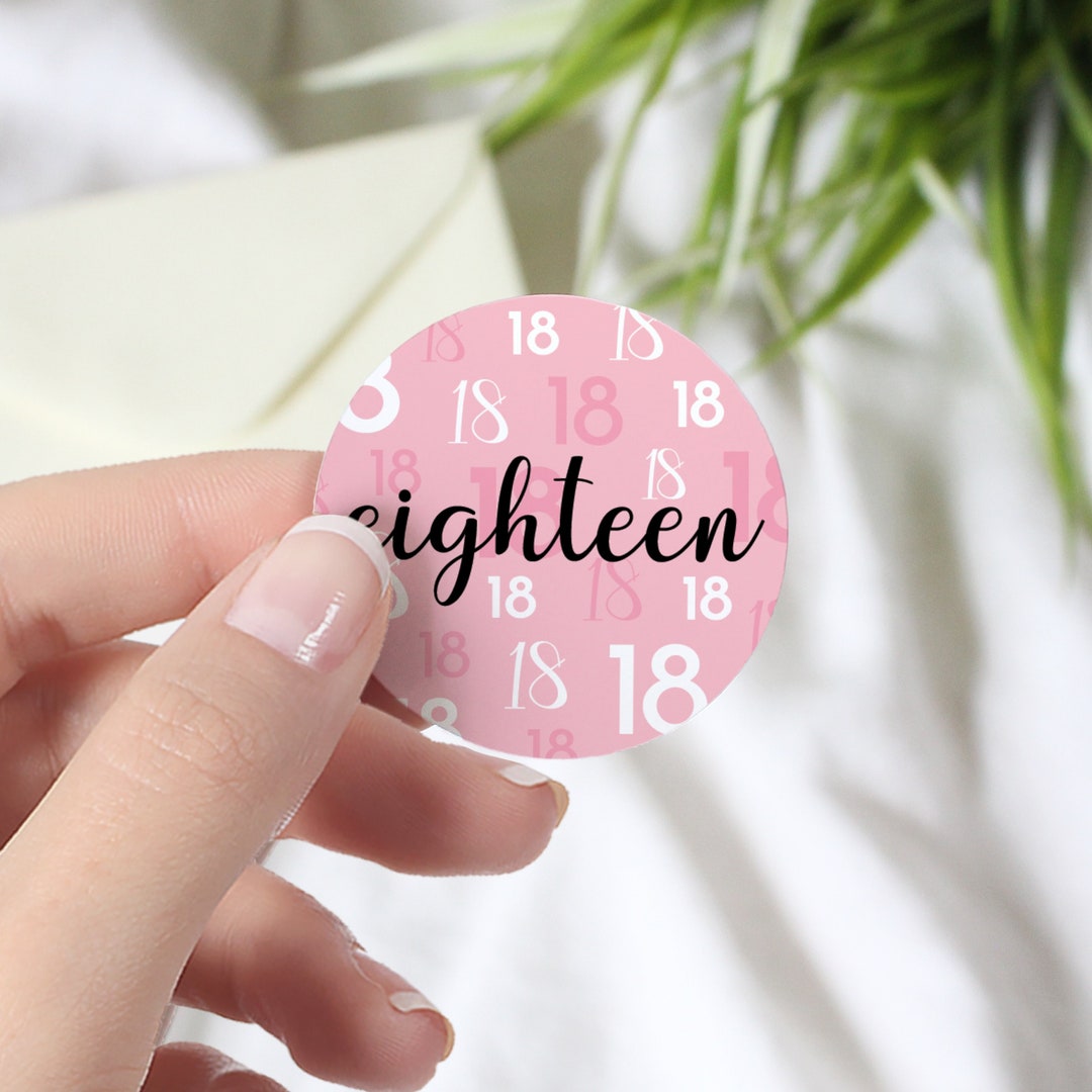 Pink 18th Birthday Party Favor Stickers Happy 18th Thank You - Etsy