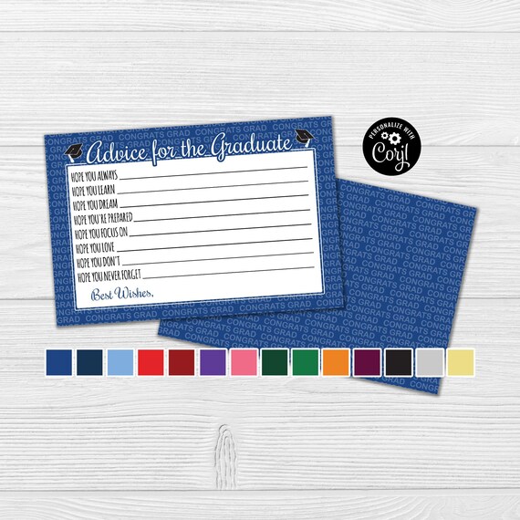 Graduation Advice Cards Printable, Digital Download Wishes and Advice ...