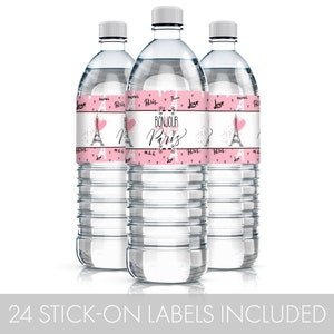 Paris Birthday Party Water Bottle Stickers, French Theme Sweet 16 ...