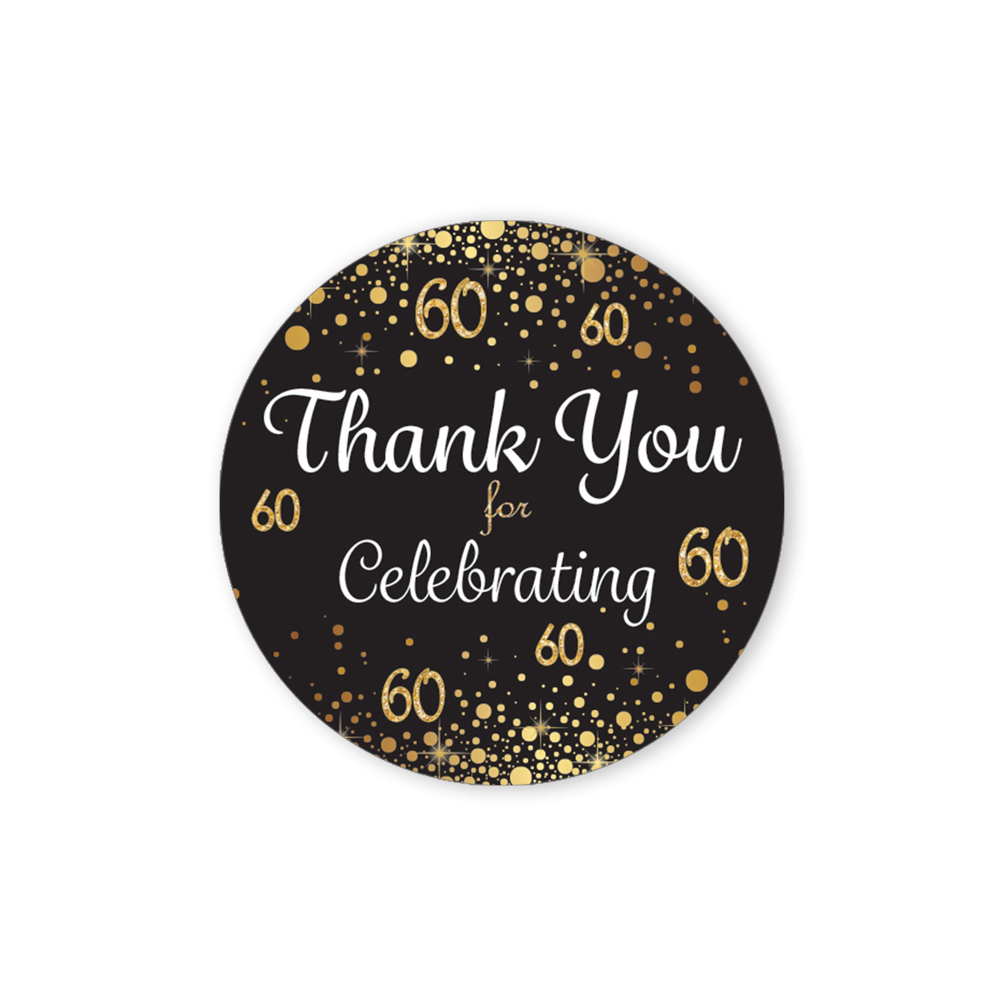 60th Birthday Thank You Stickers 1.75 Black and Gold - Etsy