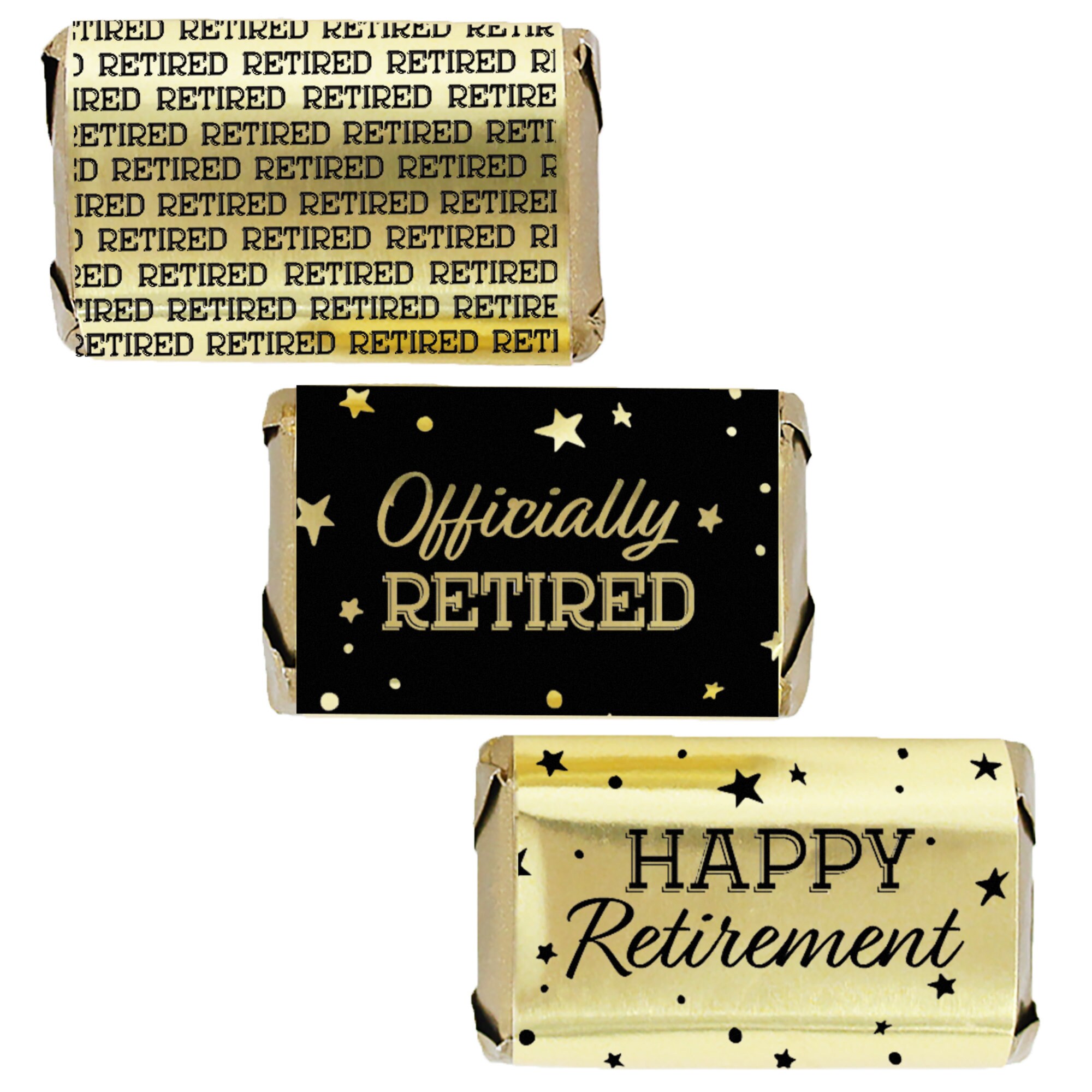 Retirement Party Mini Candy Bar Wrapper Stickers Black Gold - Etsy