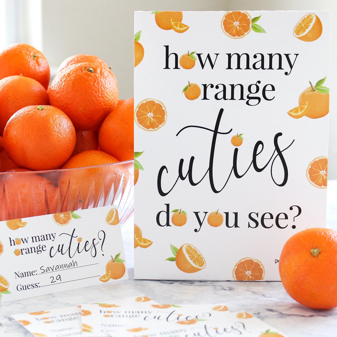 How Many Orange Cuties Guessing Game - Cutie on the Way Baby Shower or ...