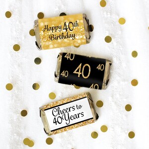 40th Birthday Candy Wrappers for Miniature Chocolate Bars, 45ct ...