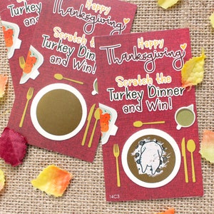 Thanksgiving Scratch off Game for Fall Party, Friendsgiving Turkey ...