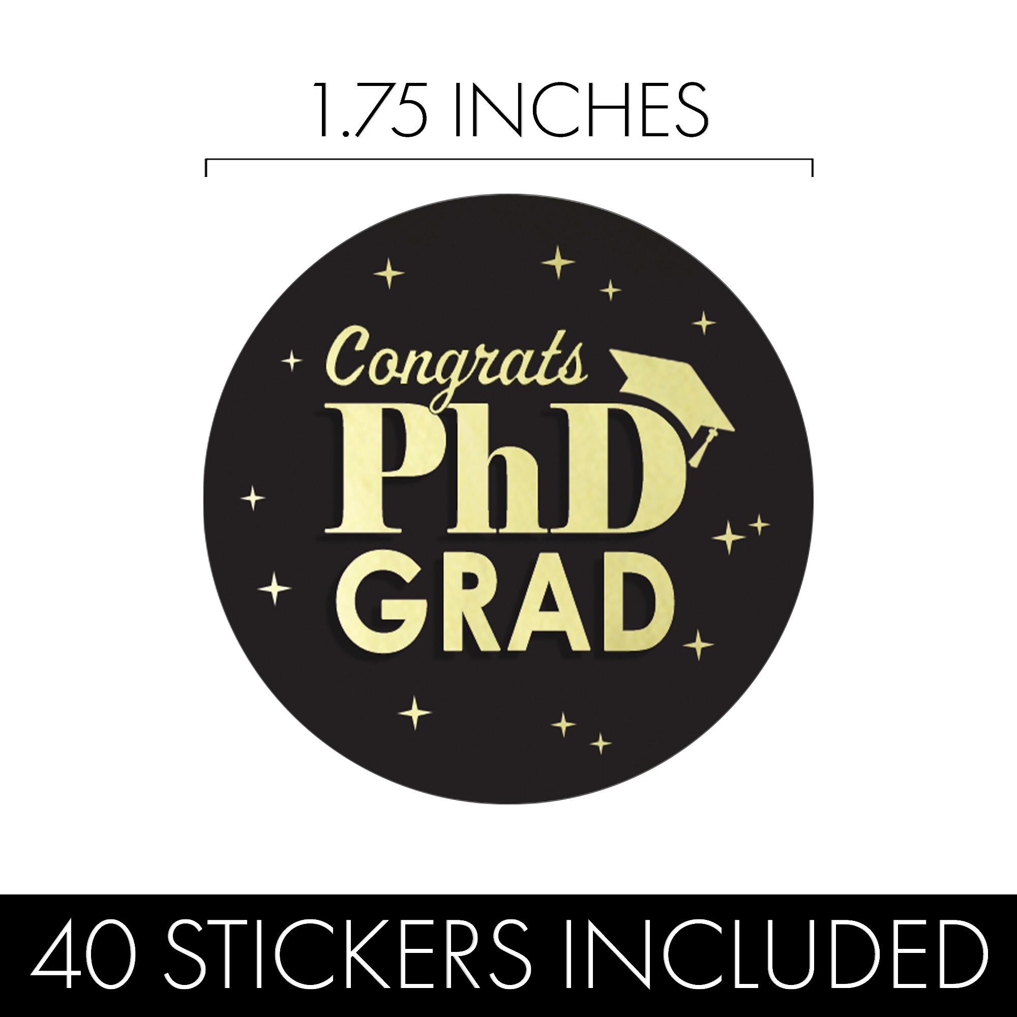 Black and Gold Phd Graduation Stickers, Graduation Party Stickers 2026 ...