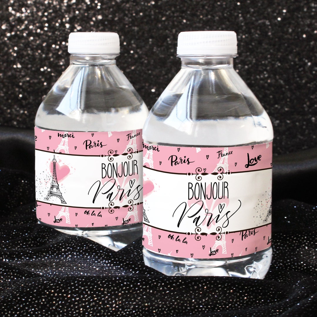 Paris Birthday Party Water Bottle Stickers, French Theme Sweet 16 ...