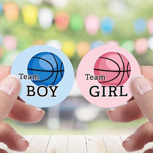 Basketball Gender Reveal Stickers – 40ct, Team Boy or Team Girl, Pink ...