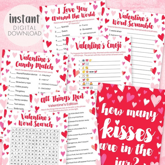 Valentine's Day Games Bundle, Instant Download, Valentines Printable ...