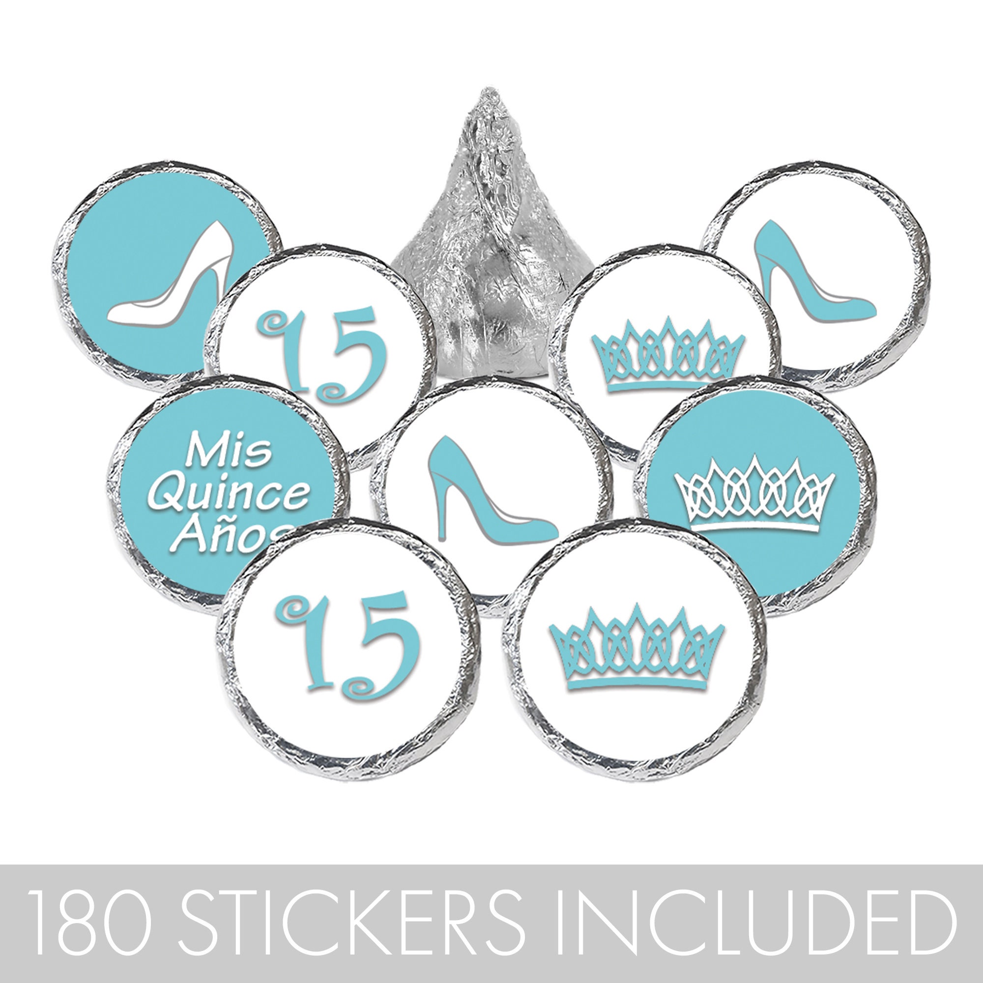 Quinceañera Birthday Stickers for Chocolate Kisses - Etsy