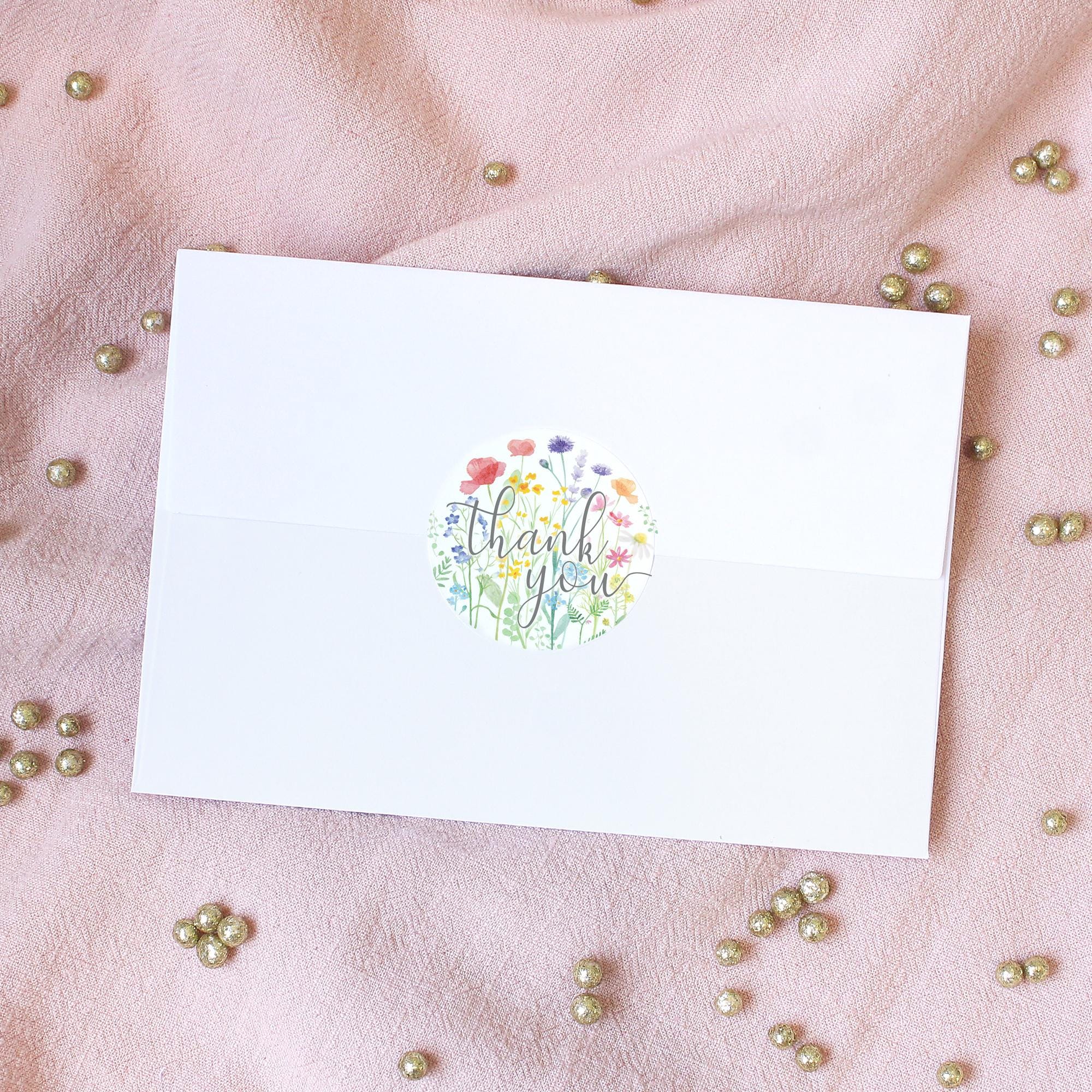 Wildflower Thank You Stickers, Floral Round Labels for Baby in Bloom ...