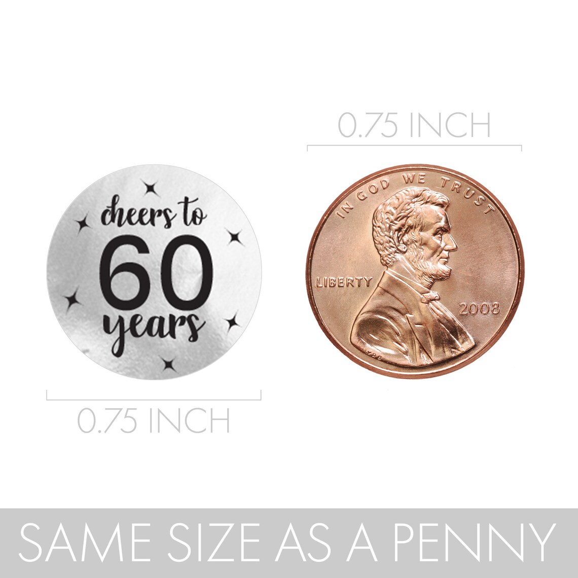 60th Happy Birthday Party Favor Stickers Silver Foil & Black - Etsy