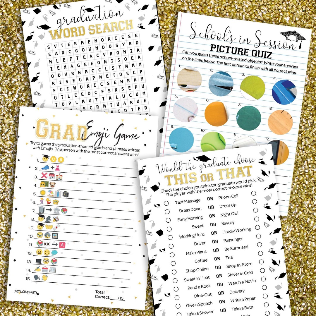 Graduation Party Games Bundle - This or That, Emoji Guessing Game ...