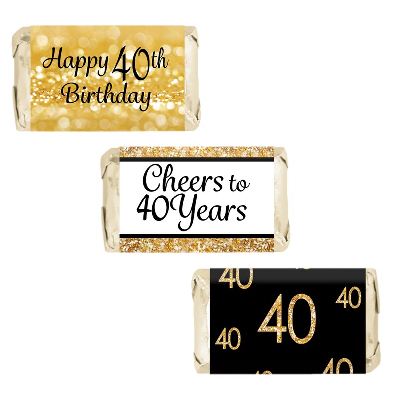 40th Birthday Candy Wrappers for Miniature Chocolate Bars - Etsy