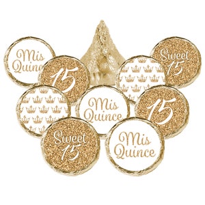 Quinceañera Stickers for Chocolate Kisses: White and Gold, 180 Ct ...