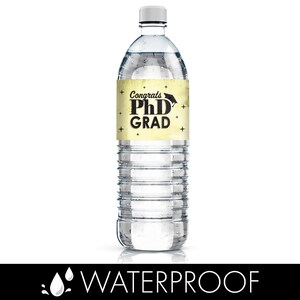 Phd Graduation Party Water Bottle Labels | Waterproof Wrappers ...