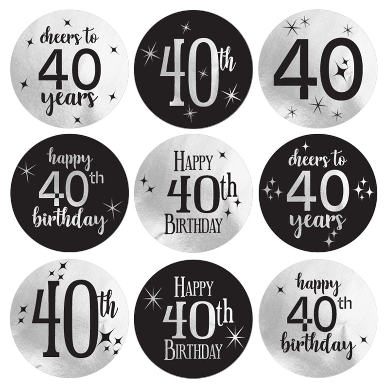 40th Birthday Stickers for Chocolate Kisses Black and Silver - Etsy
