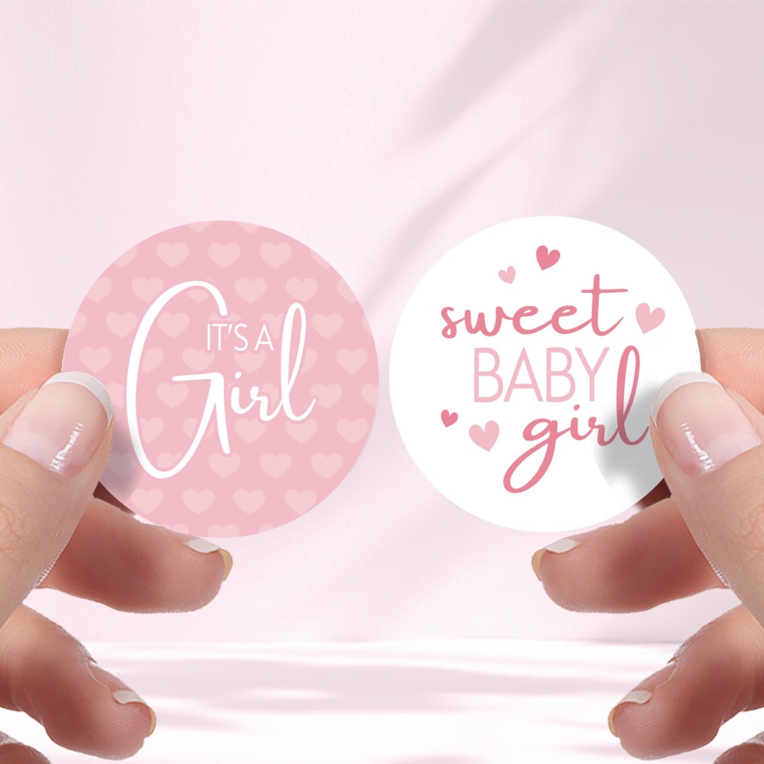 Pink Baby Shower Favor Stickers - 40 Labels, Sweet Baby Girl Baby ...