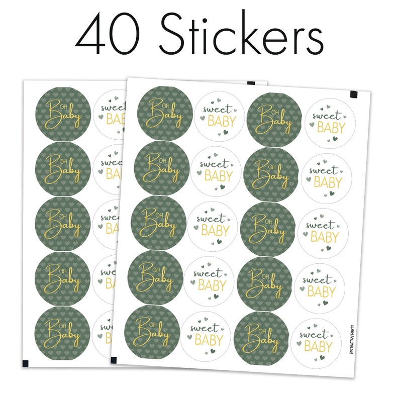 Green and Gold Baby Shower Favor Labels 40 Stickers Unisex - Etsy