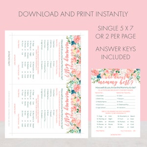 Pink Floral Baby Shower Printable Games Bundle, Instant Download, It's ...