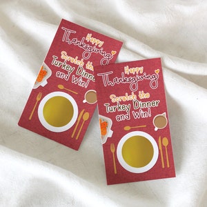 Thanksgiving Scratch off Game for Fall Party, Friendsgiving Turkey ...