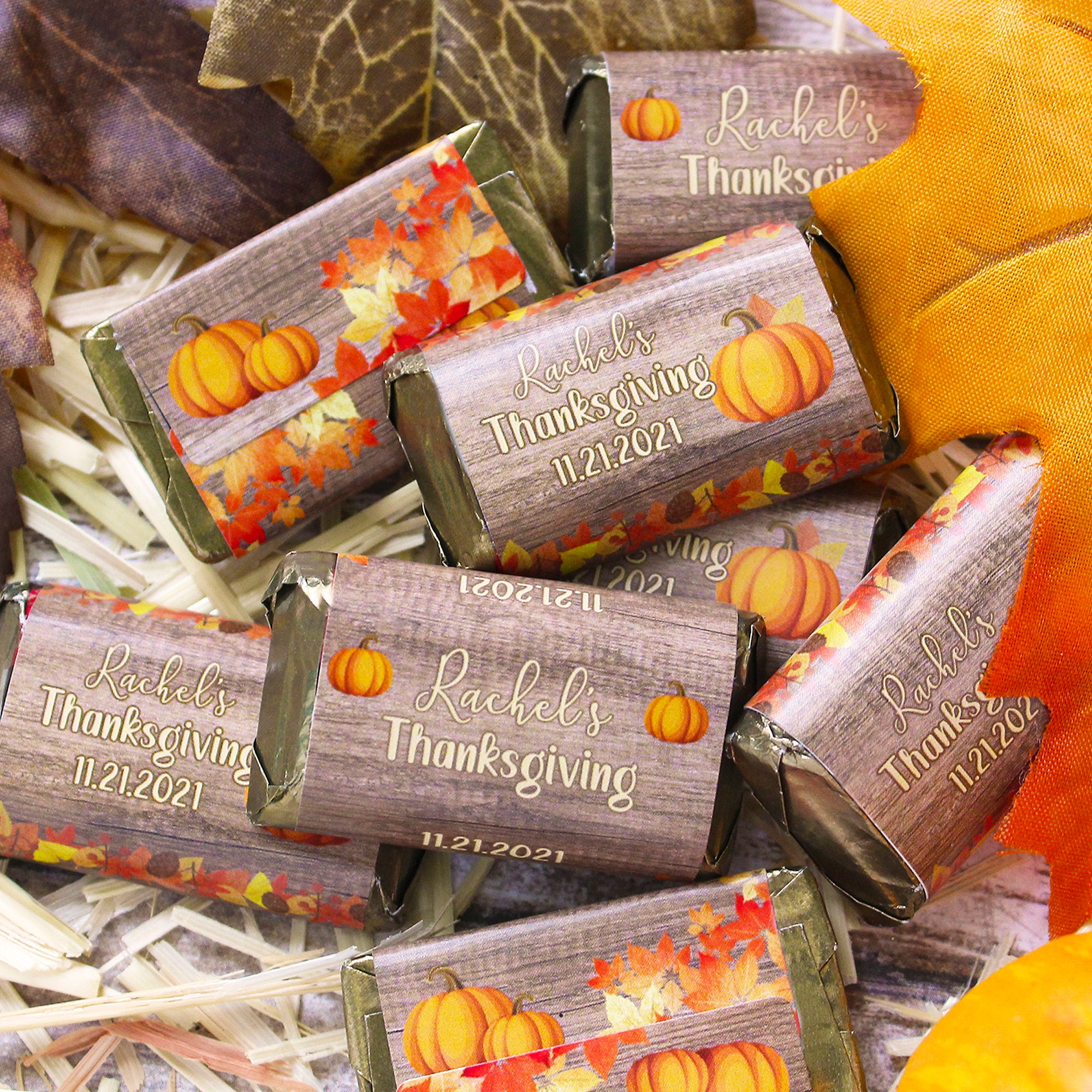 Personalized Mini Candy Bar Labels Thanksgiving Rustic Autumn - Etsy