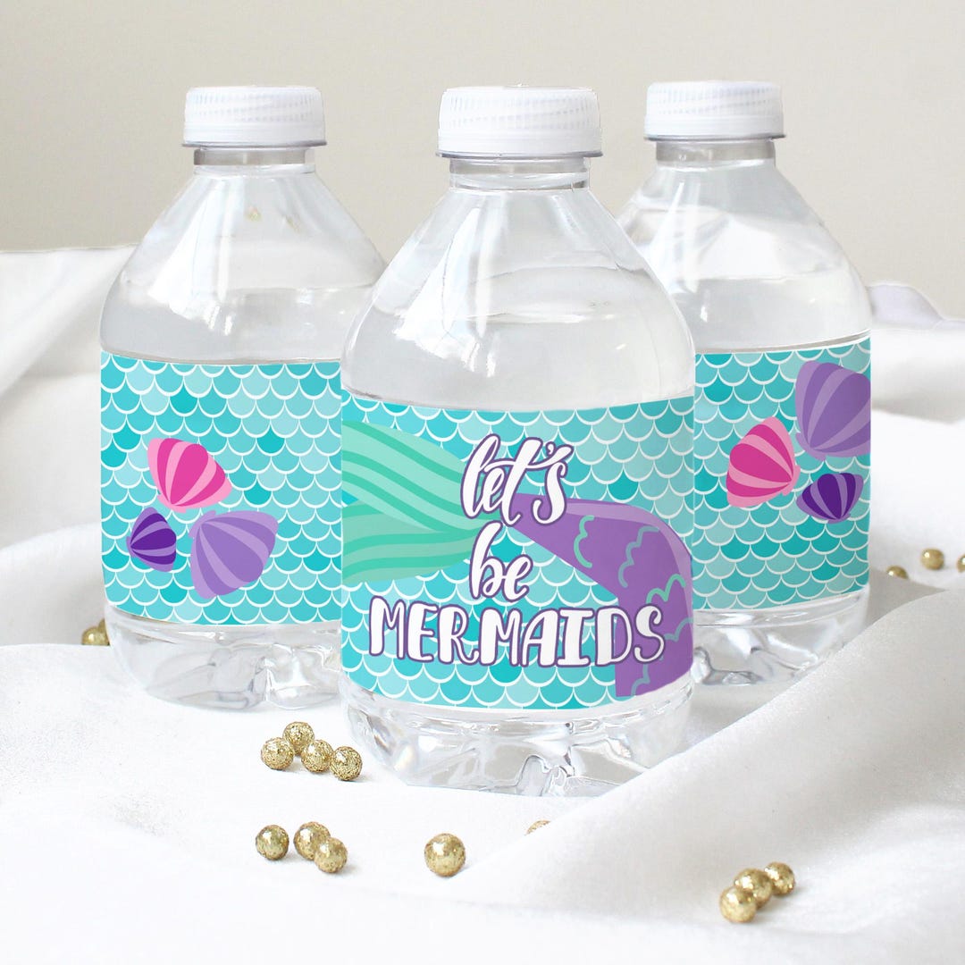 Let's Be Mermaids Birthday Party Water Bottle Labels, Under the Sea ...