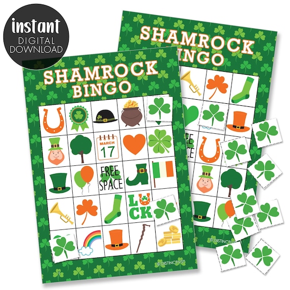 St Patrick's Day Bingo for Kids Digital Instant Download, Luck Shamrock ...