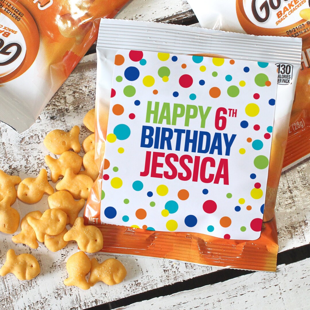 Happy Birthday Chip Bag Stickers Kids Personalized With Age - Etsy