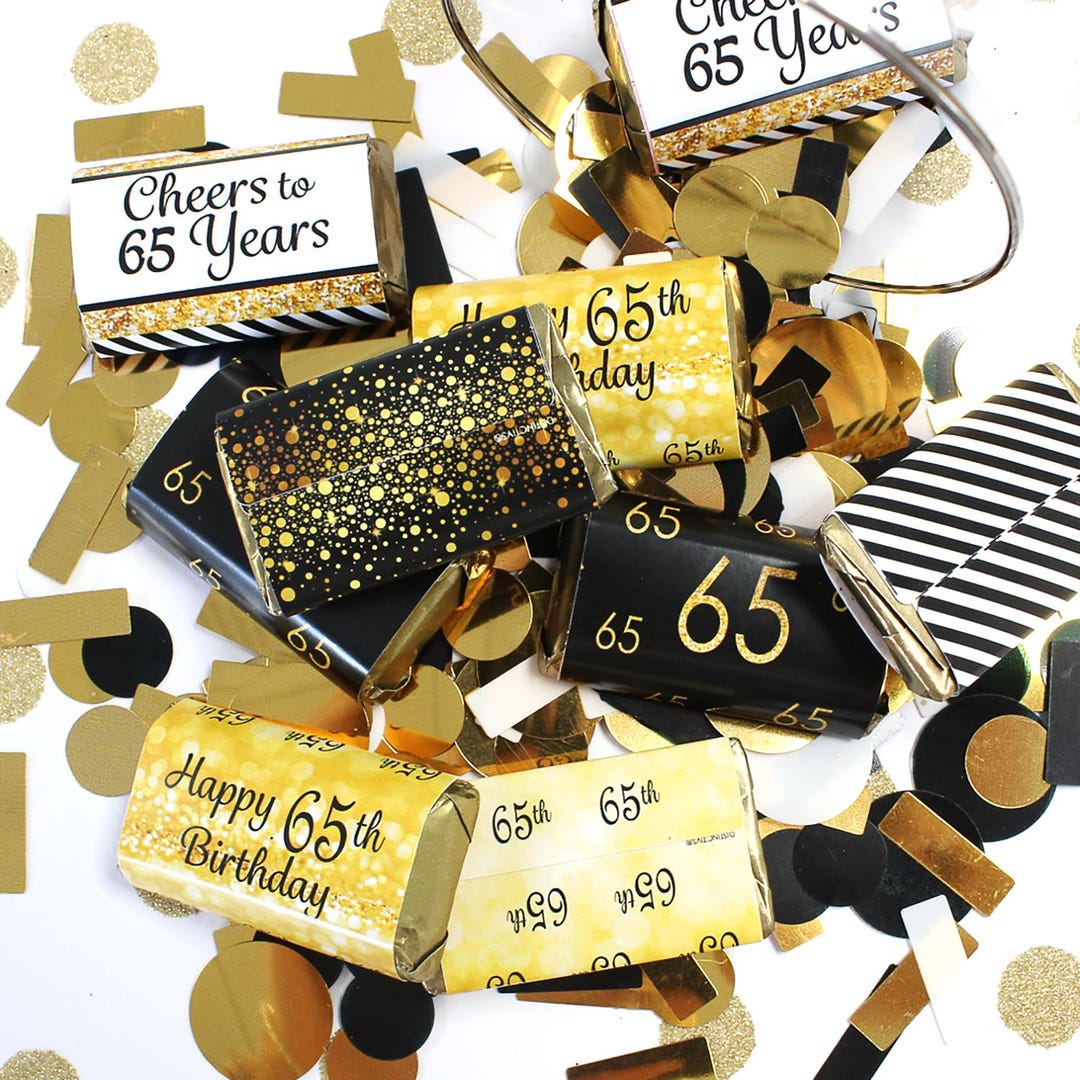 65th Birthday Candy Wrappers for Miniature Chocolate Bars, 42 Ct ...