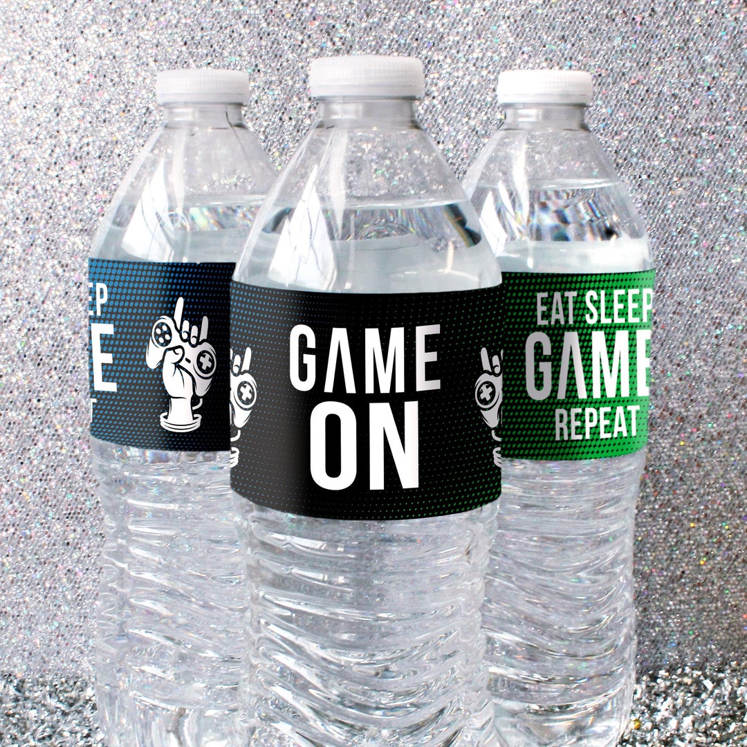 Video Game Themed Birthday Party Water Bottle Labels – 24 Custom Game ...