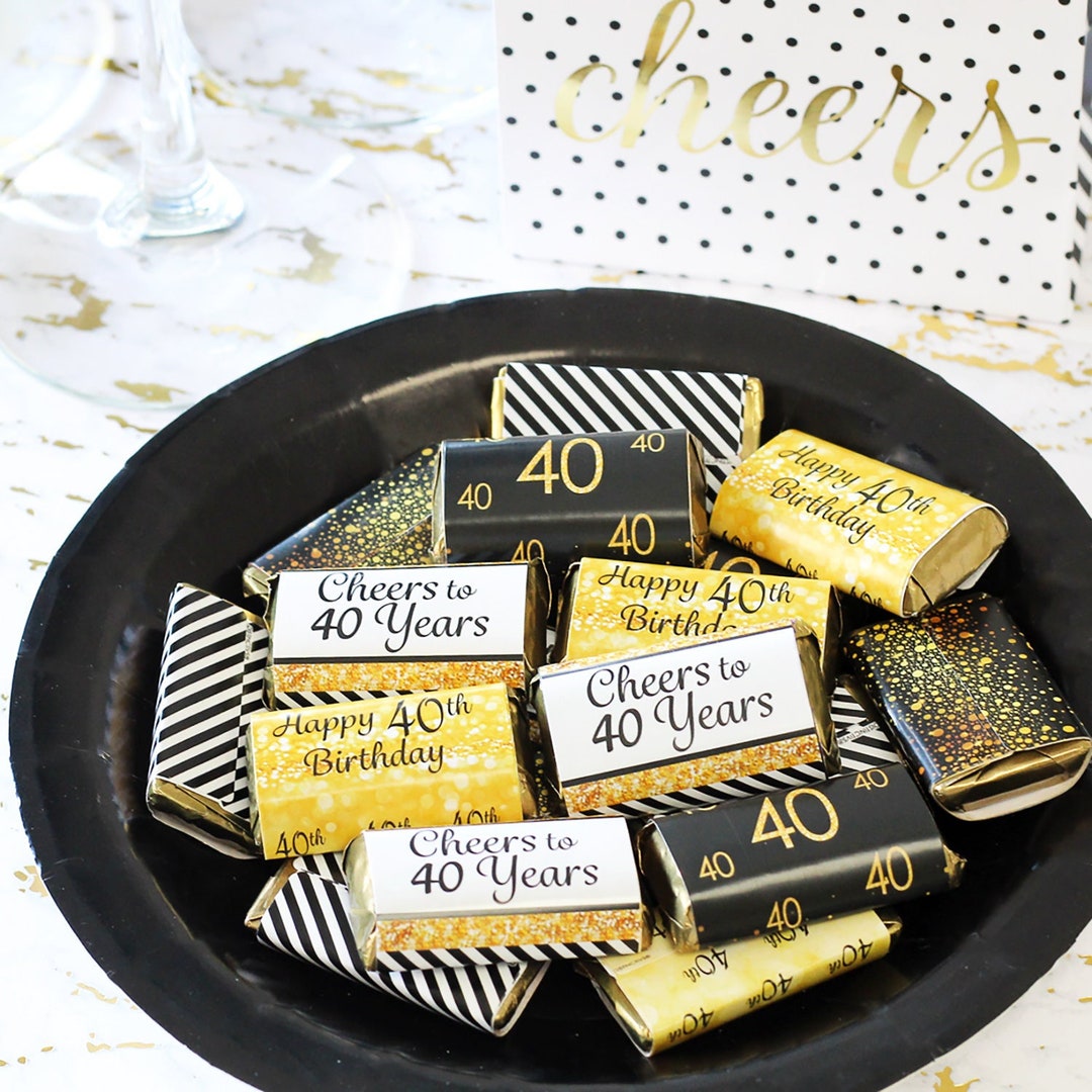 40th Birthday Candy Wrappers for Miniature Chocolate Bars - Etsy