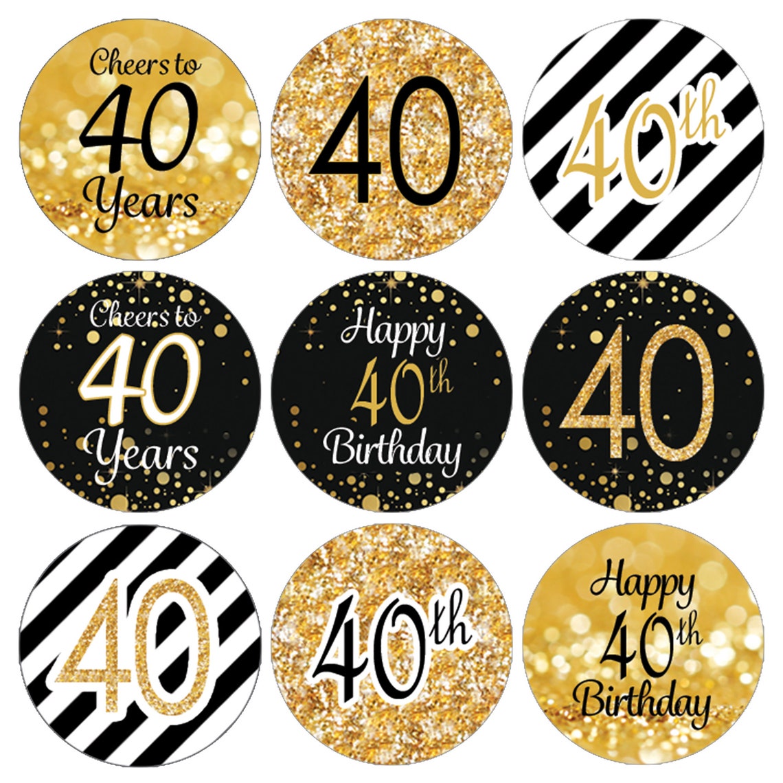 40th Birthday Decorations Black and Gold 40th Birthday Party | Etsy
