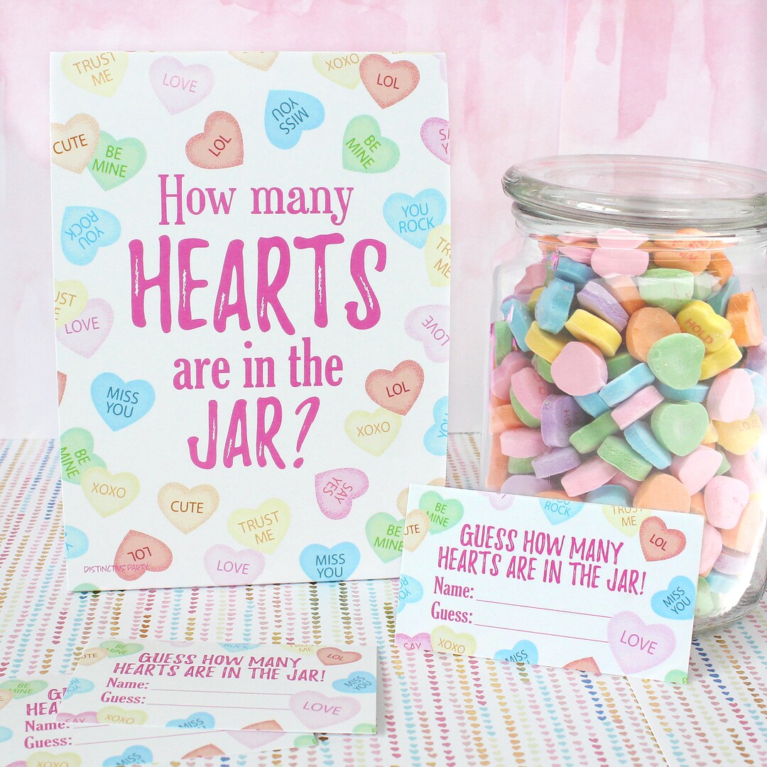 Valentine's Day Games How Many Hearts Guessing Game, Valentine Party ...