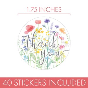 Wildflower Thank You Stickers, Floral Round Labels for Baby in Bloom ...