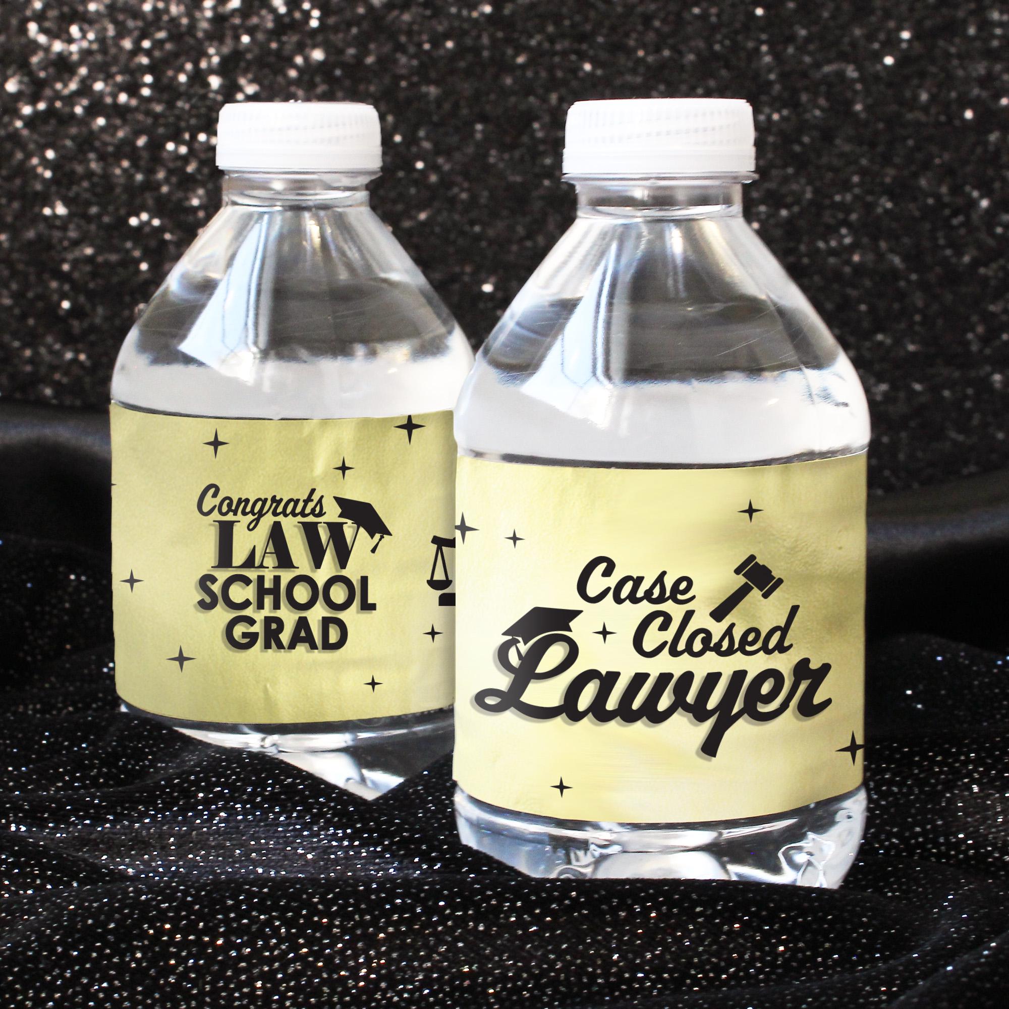 Black and Gold Law School Graduation Water Bottle Labels – Waterproof ...