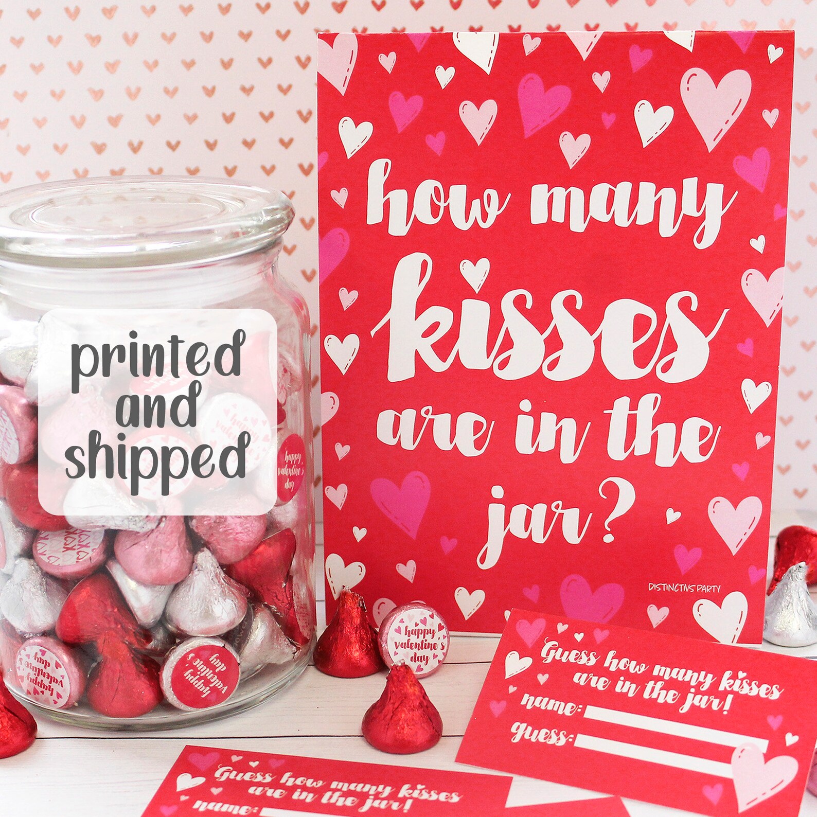 Valentine's Day Game, How Many Kisses in the Jar Game, Valentine ...