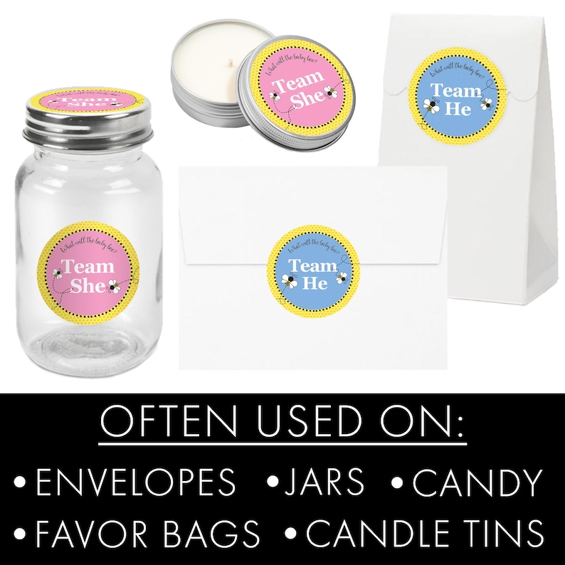 What Will It Bee Gender Reveal Stickers – Team He Team She Voting ...