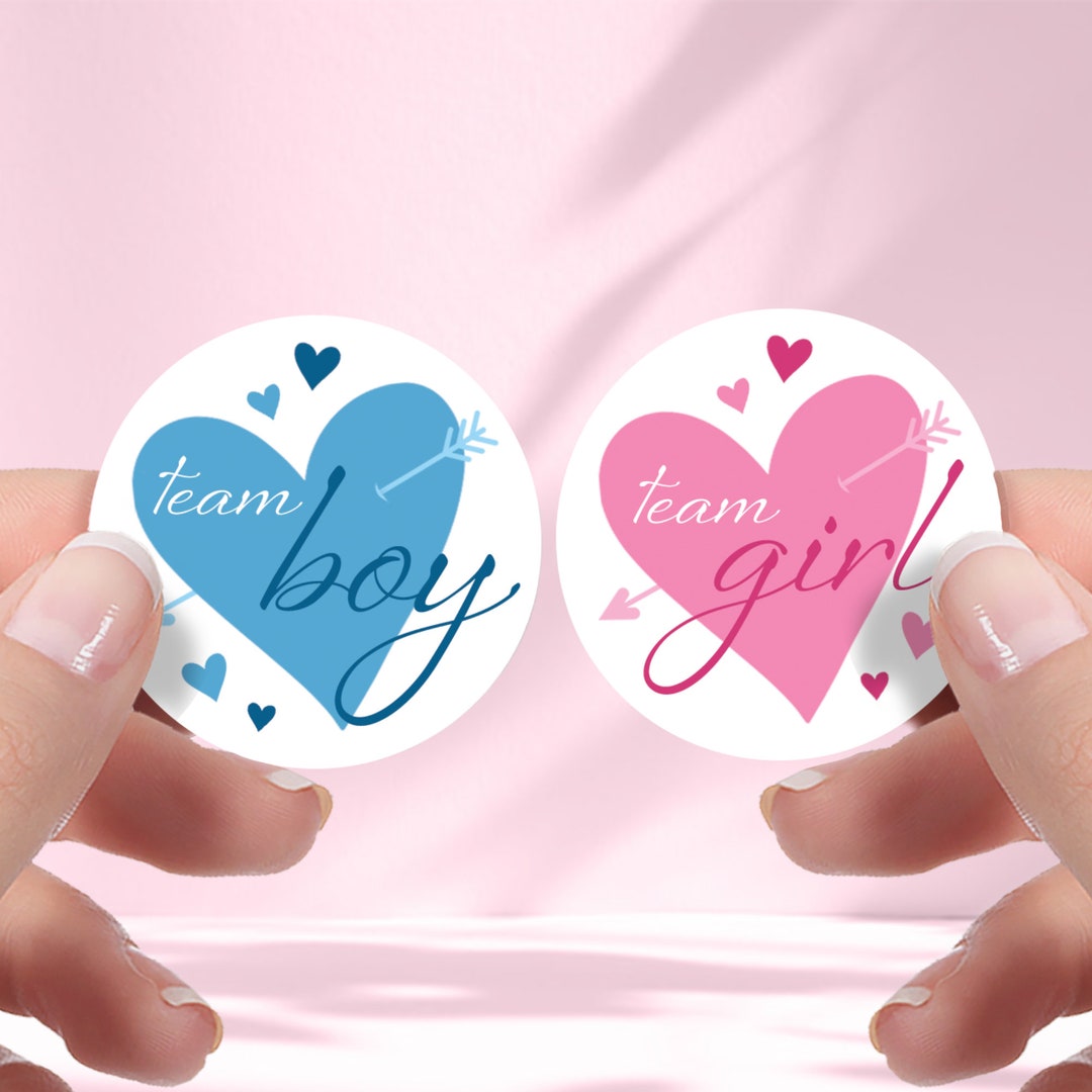 Valentine's Day Gender Reveal Decorations, Team Boy or Girl Stickers ...