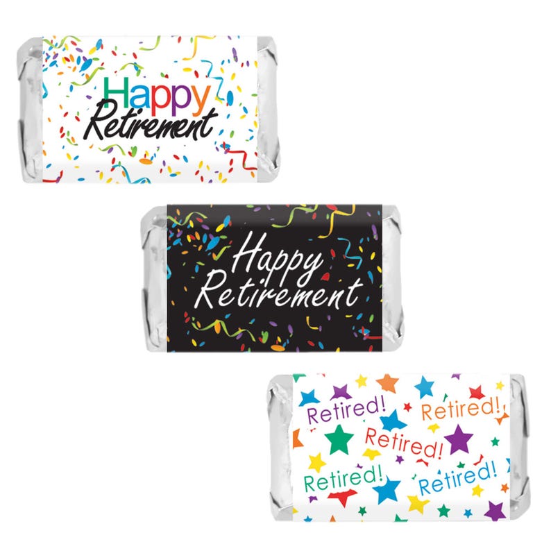 Retirement Party Candy Wrappers, Confetti Stickers (42ct) - Etsy