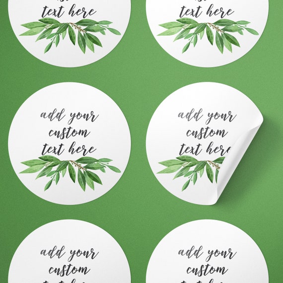 Personalized Greenery Stickers | 1.75" Customized Boho Favors, Envelope ...