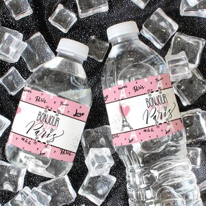 Paris Birthday Party Water Bottle Stickers, French Theme Sweet 16 ...