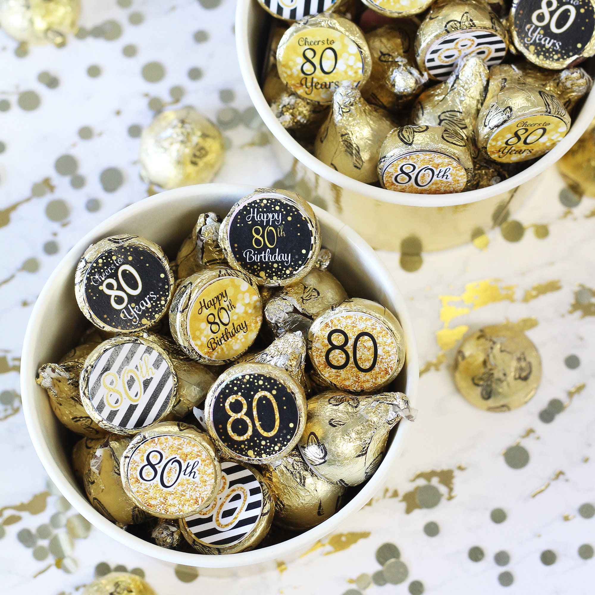 80th Birthday Decorations Black And Gold 80th Birthday Party Etsy