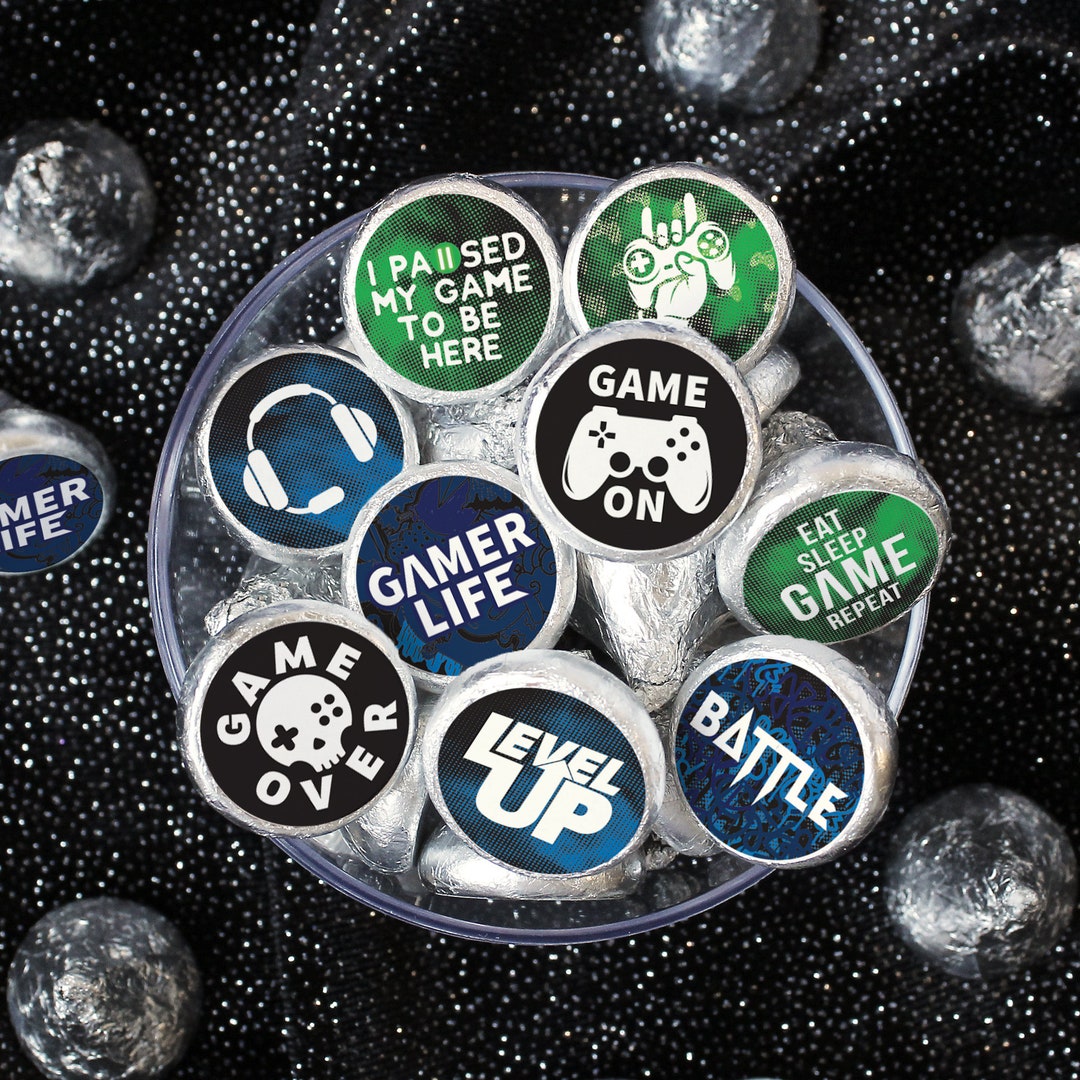 Video Game Birthday Party Favor Stickers, Gamer Labels for Chocolate ...