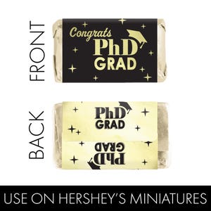 Black and Gold Phd Graduation Mini Chocolate Bar Candy Bar Wrapper ...