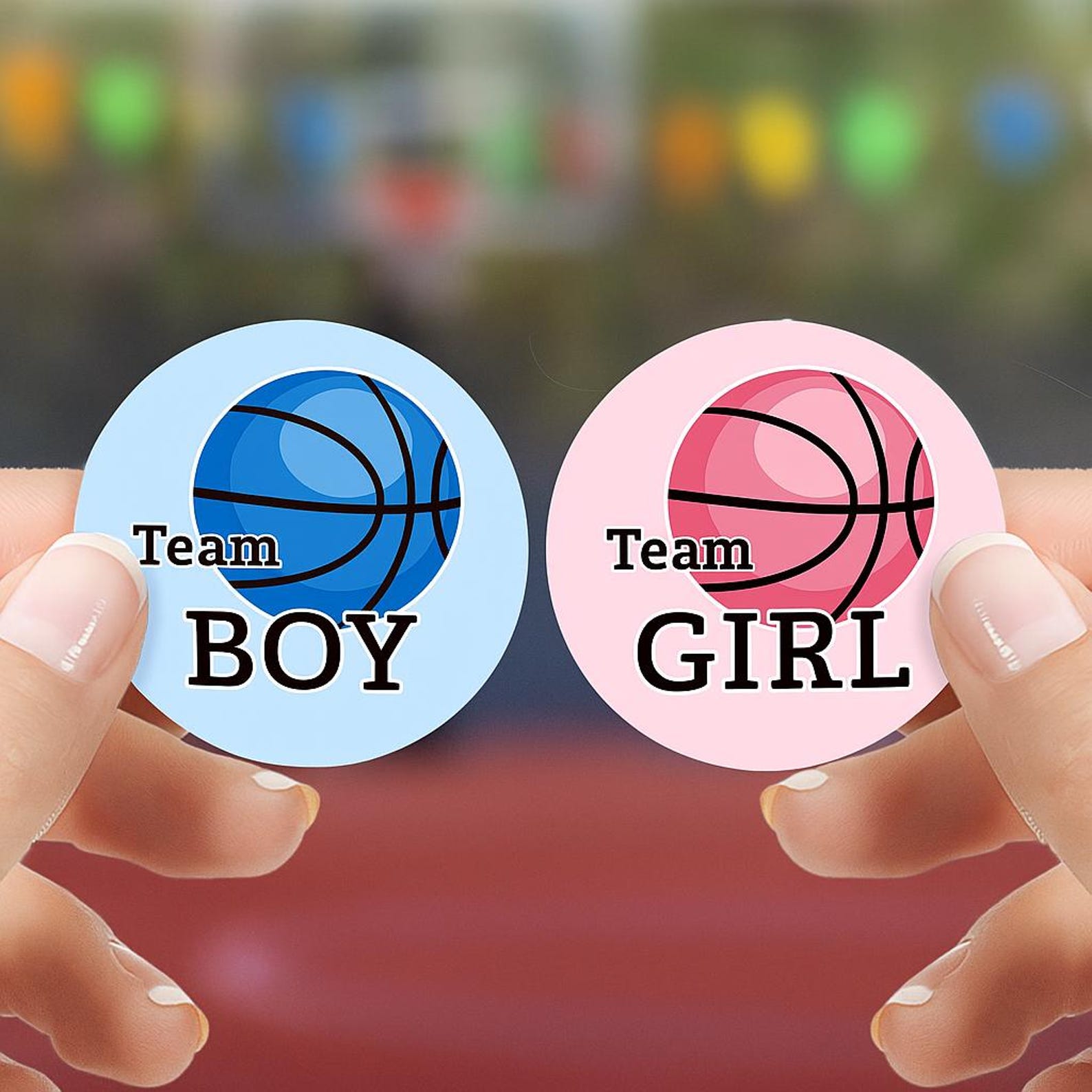 Basketball Gender Reveal Stickers – 40ct, Team Boy or Team Girl, Pink ...