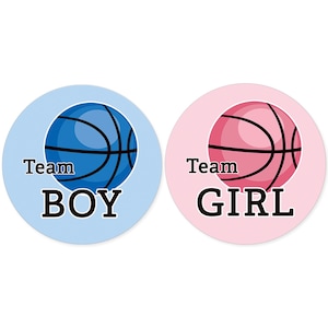 Basketball Gender Reveal Stickers – 40ct, Team Boy or Team Girl, Pink ...