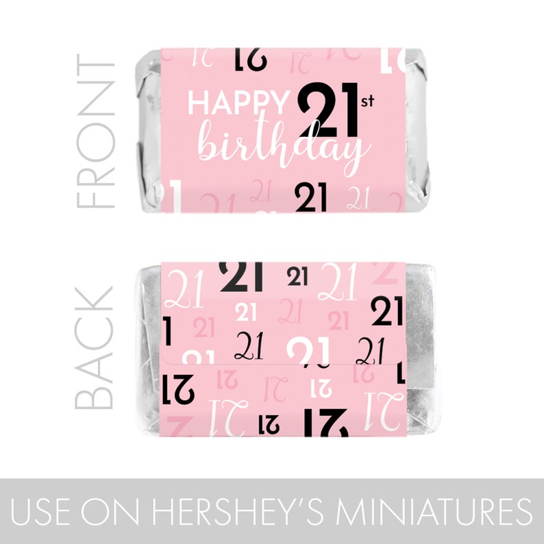 21st Birthday Party Favor Stickers Pink and Black Mini Candy - Etsy