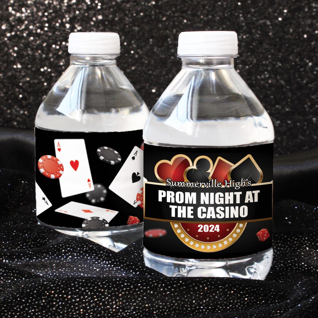 Personalized Casino Night Prom Water Bottle Sticker Waterproof Label ...