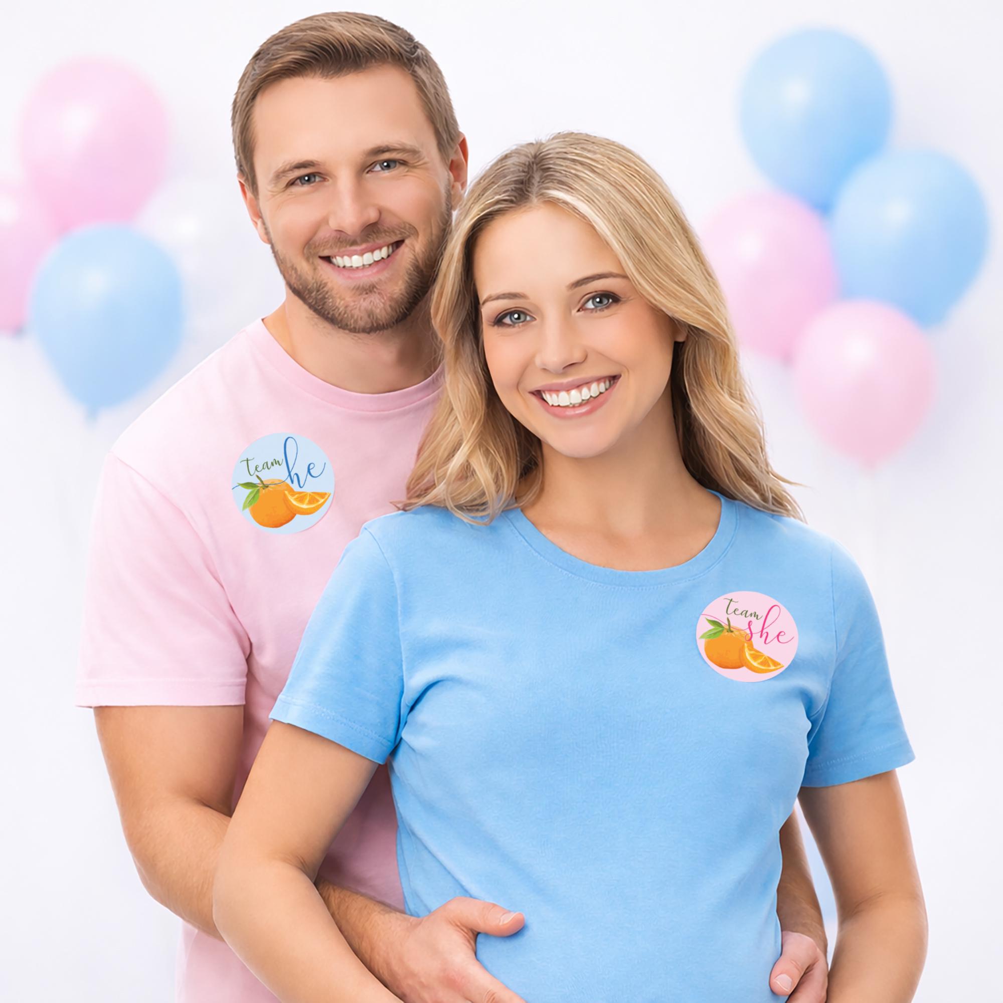 Orange You Curious Gender Reveal Party Stickers, Little Cutie Team He ...