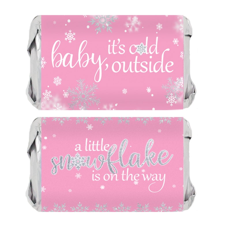 Pink Little Snowflake Snow Baby Shower Mini Candy Bar Wrapper | Etsy